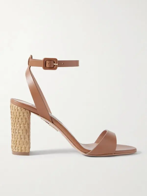 AQUAZZURA Sunseeker 85 Leather Sandals - Brown