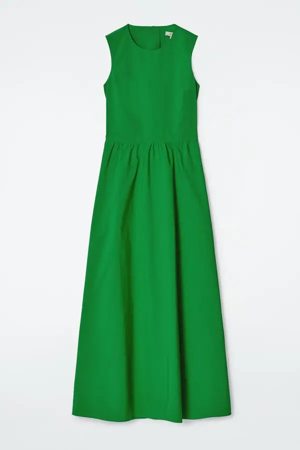 Cos Open-back Cotton Maxi Dress - Green