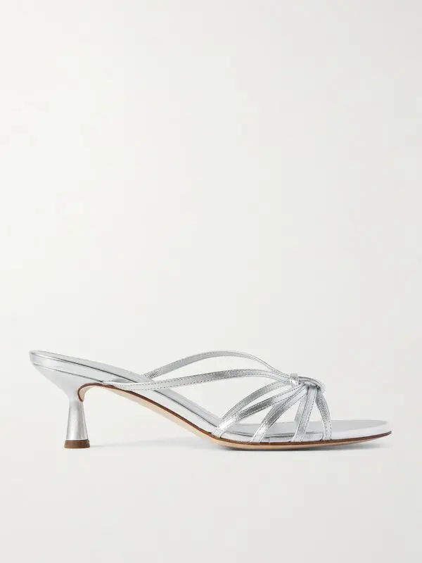 AeydĒ Abby Knotted Metallic Leather Mules