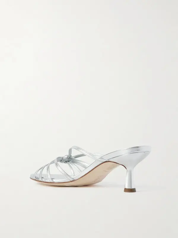 AeydĒ Abby Knotted Metallic Leather Mules
