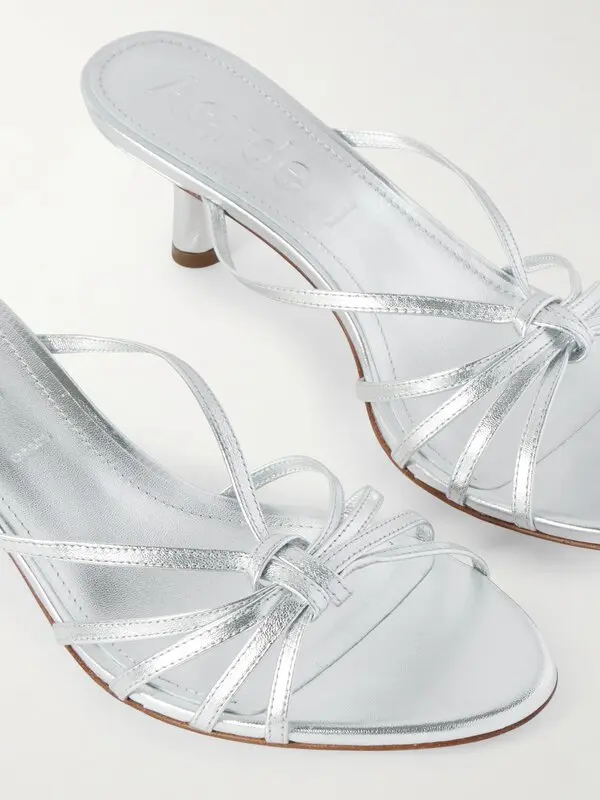 AeydĒ Abby Knotted Metallic Leather Mules