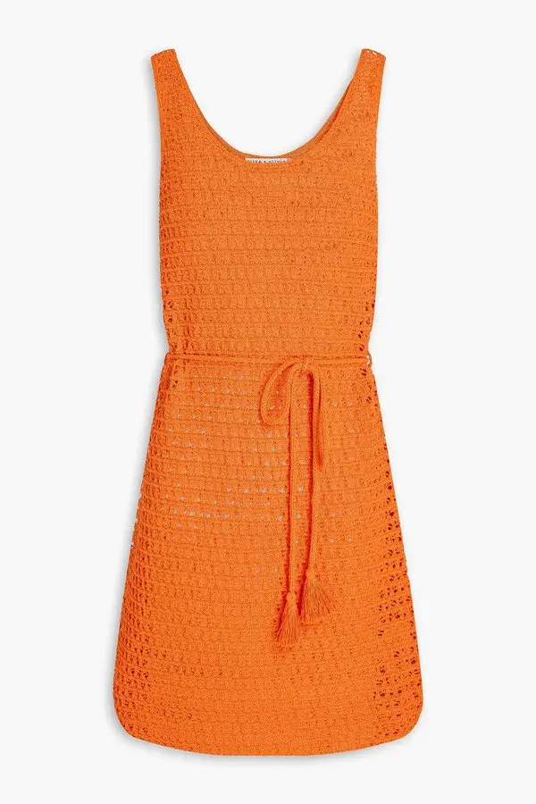 Alice + Olivia Alice Olivia Tomoko Crocheted Cottonblend Mini Dress - Orange