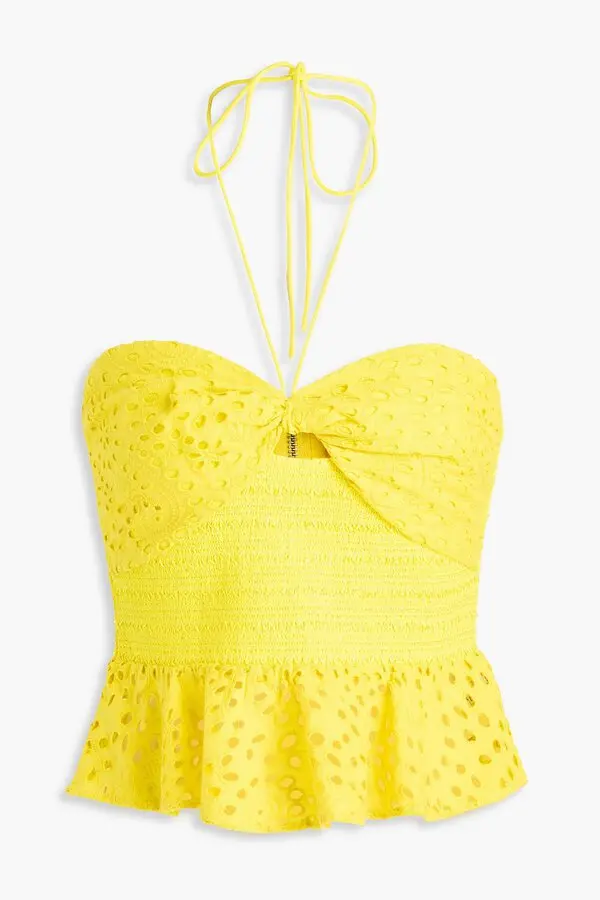 Alice + Olivia Livia Broderie Anglaise Top - Yellow