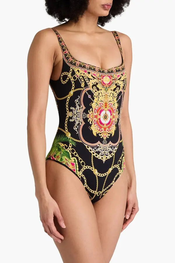 Camilla Crystal-embellished Printed Swimsuit