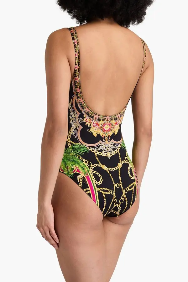 Camilla Crystal-embellished Printed Swimsuit