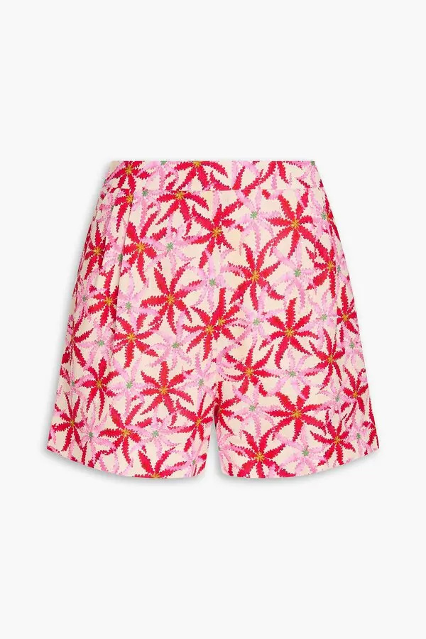 Saloni Printed Linen High-rise Shorts