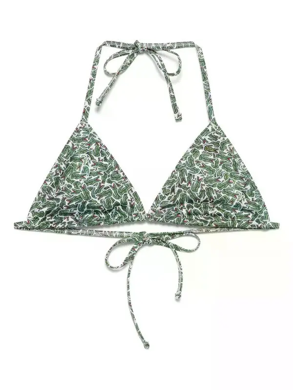 Lacoste Monogram-print Bikini Top - Green