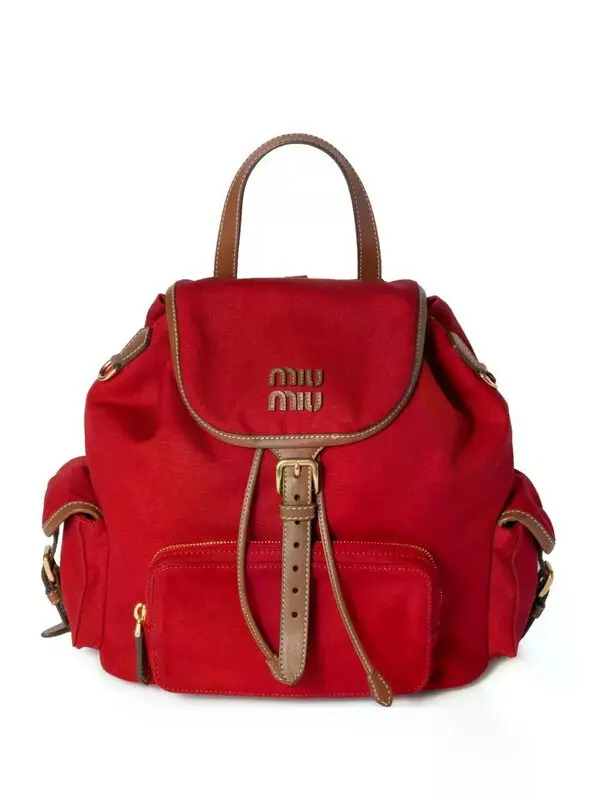 Miu Miu Logo-lettering Backpack - Red