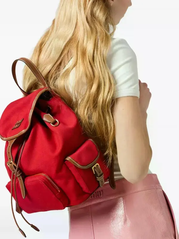 Miu Miu Logo-lettering Backpack - Red