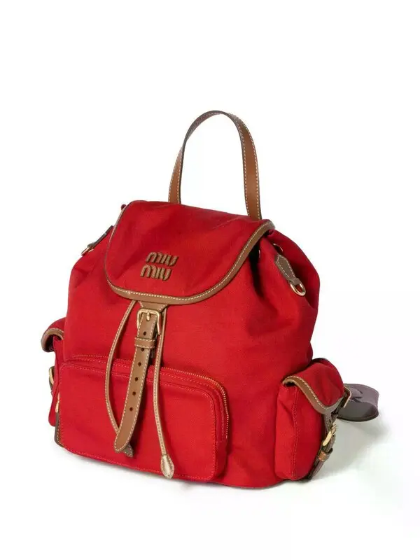 Miu Miu Logo-lettering Backpack - Red