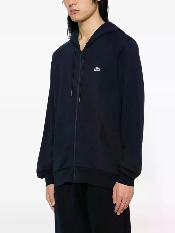 Lacoste Zip-up Hoodie With Classic Hood - Blue
