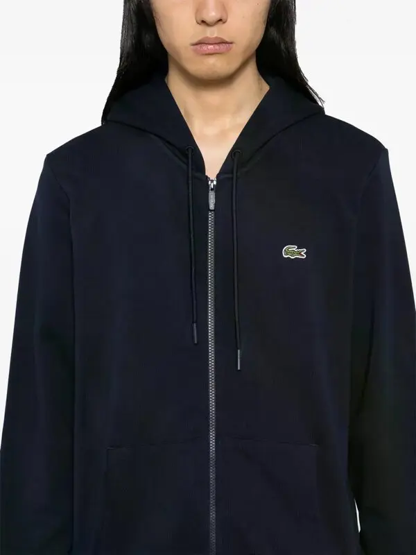 Lacoste Zip-up Hoodie With Classic Hood - Blue