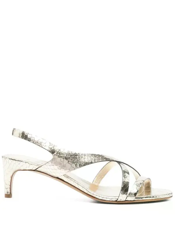 DEL CARLO 55mm Snakeskin-effect Sandals - Gold