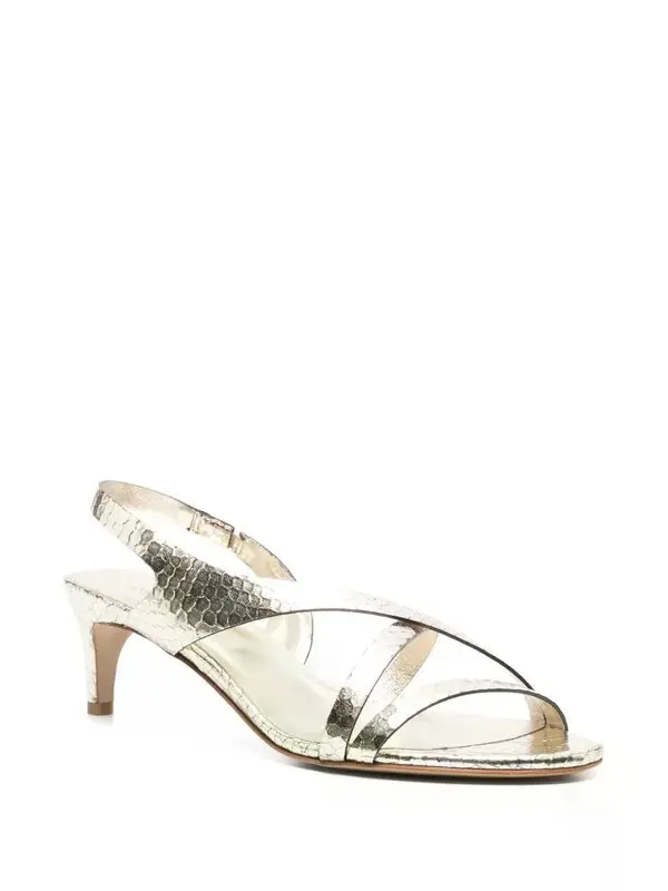 DEL CARLO 55mm Snakeskin-effect Sandals - Gold