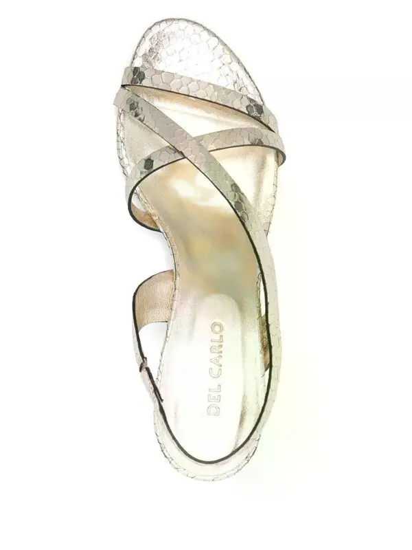 DEL CARLO 55mm Snakeskin-effect Sandals - Gold