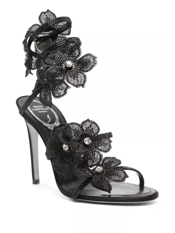 Rene Caovilla 105mm Floriane Sandals - Black