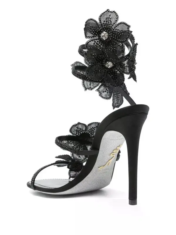 Rene Caovilla 105mm Floriane Sandals - Black
