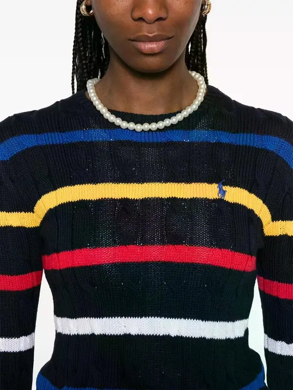 Polo Ralph Lauren Striped Cable-knit Sweater - Blue