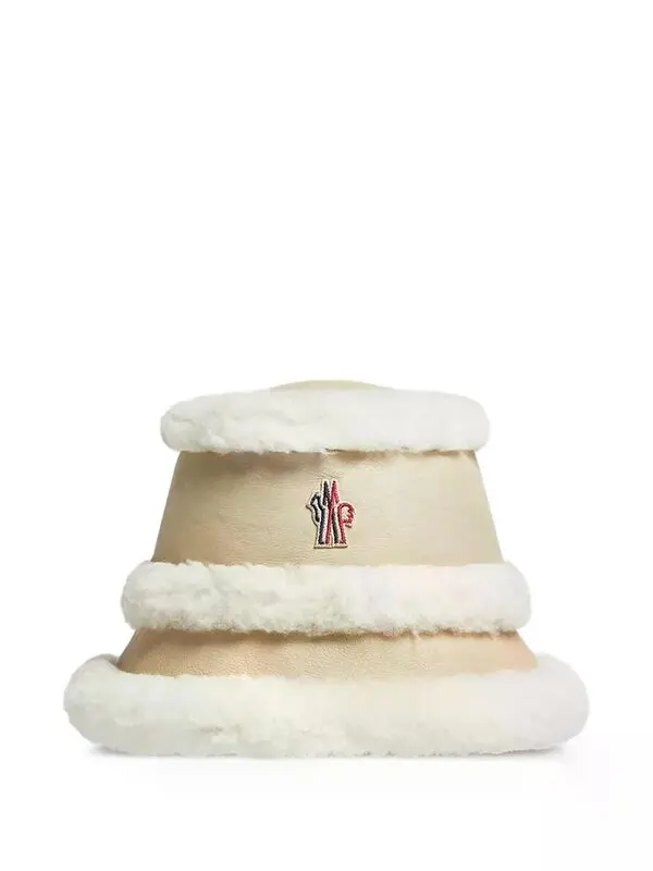 Moncler Shearling Trimmed Bucket Hat - Neutrals