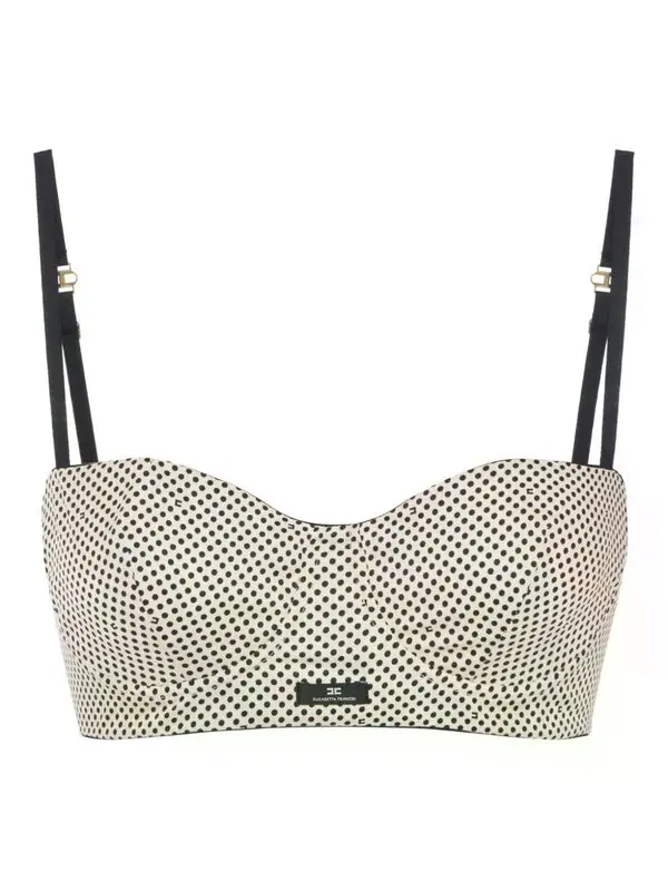 Elisabetta Franchi Polka Dot Print Bra Top - White