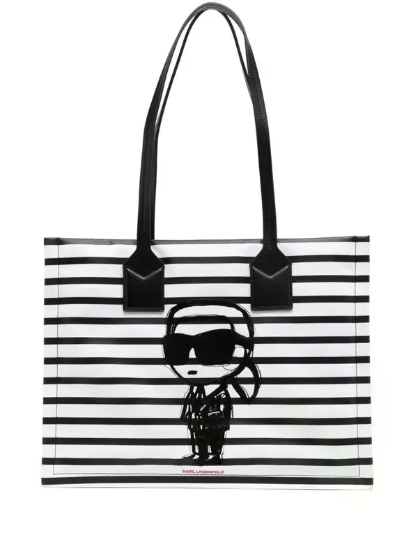 Karl Lagerfeld Ikon Striped Medium Tote - Black