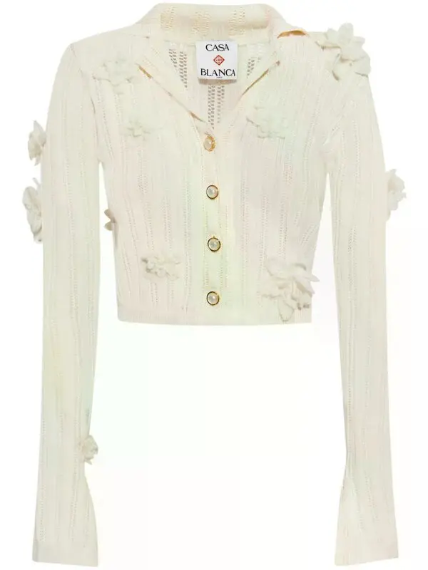 Casablanca Floral-appliqué Knit Top