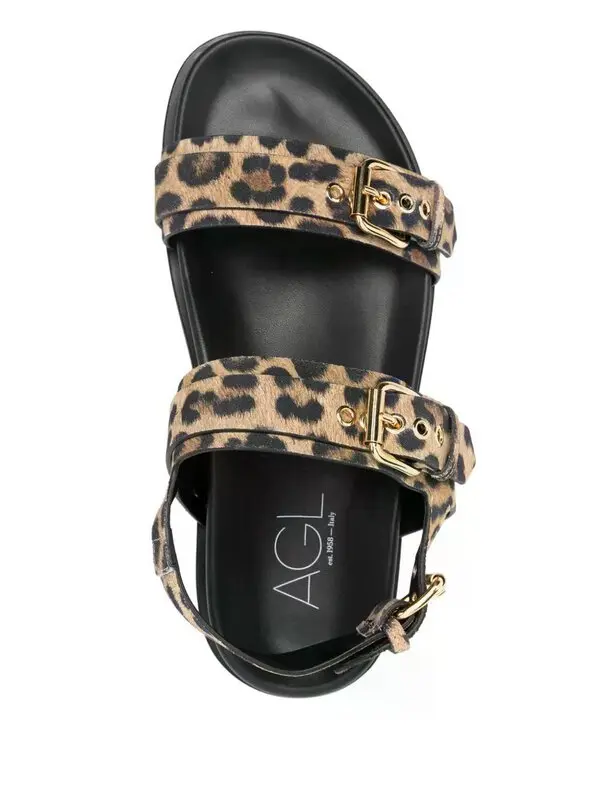 Agl Allimaglia Leopard-print Sandals - Brown