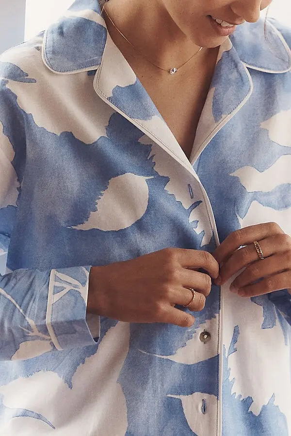 LYREBIRD Cloud Flannel Pajama Top - Blue