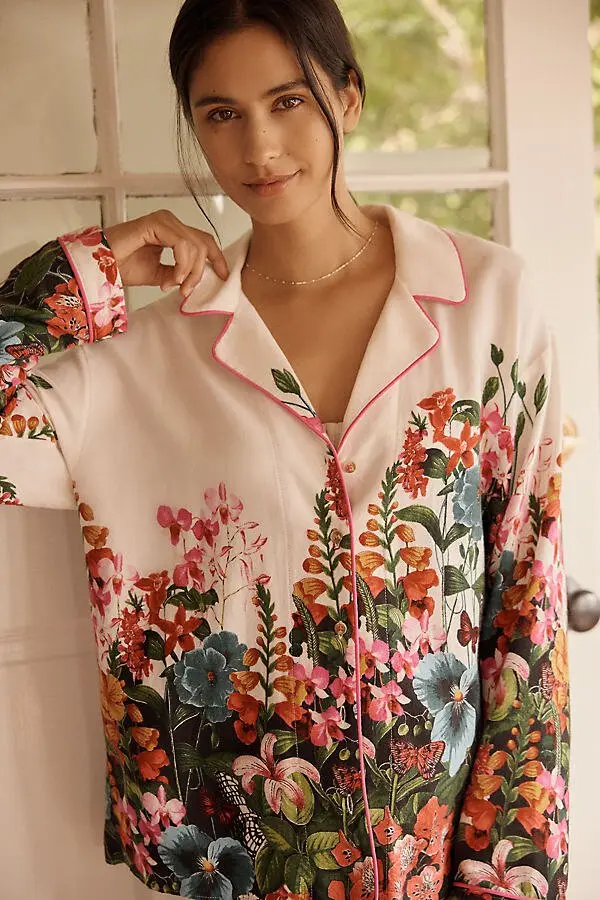 LYREBIRD Cloud Flannel Pajama Top - Multi Floral