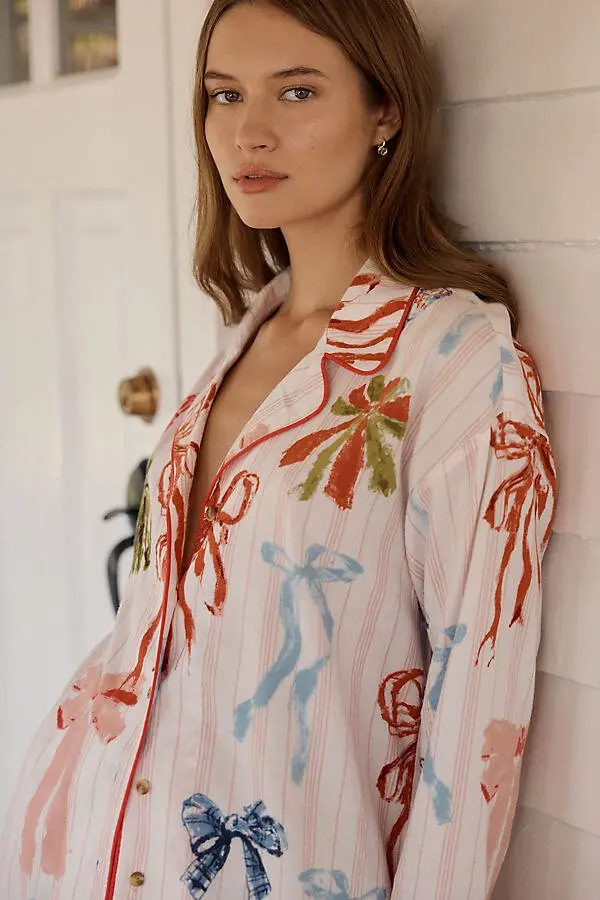 LYREBIRD Cloud Flannel Pajama Top - Pink