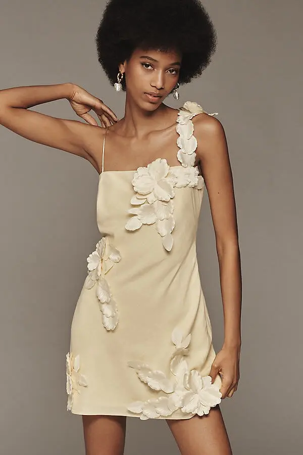 knee length dresses for ladies Women's 3D Floral Midi Dress- Elegant Floral Applique Dress- INA Flower Dress Medium