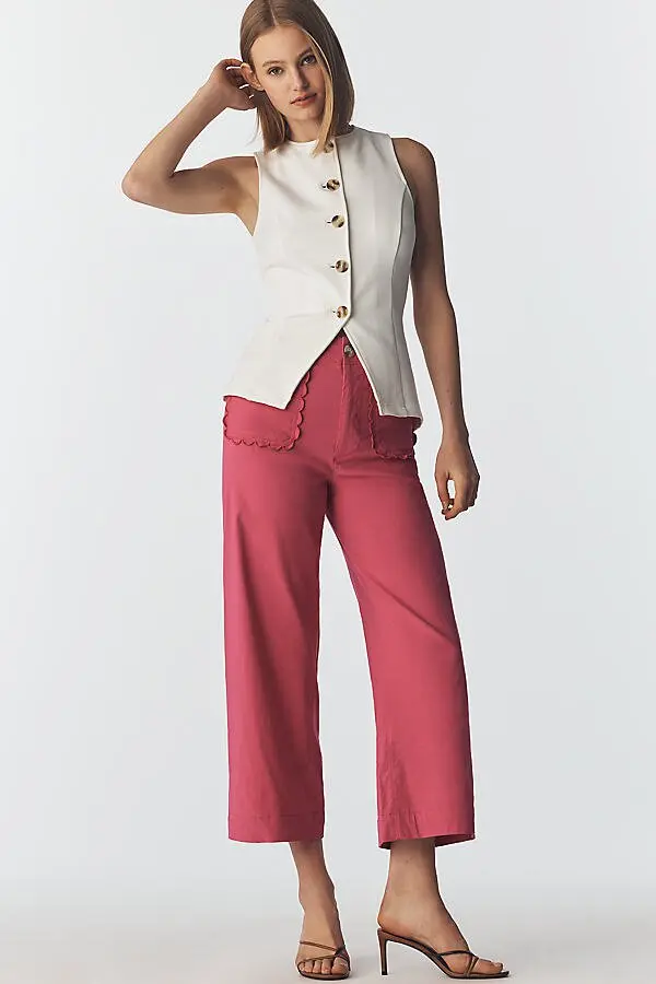 Maeve The Colette Scallop-pocket Pants - Medium Pink