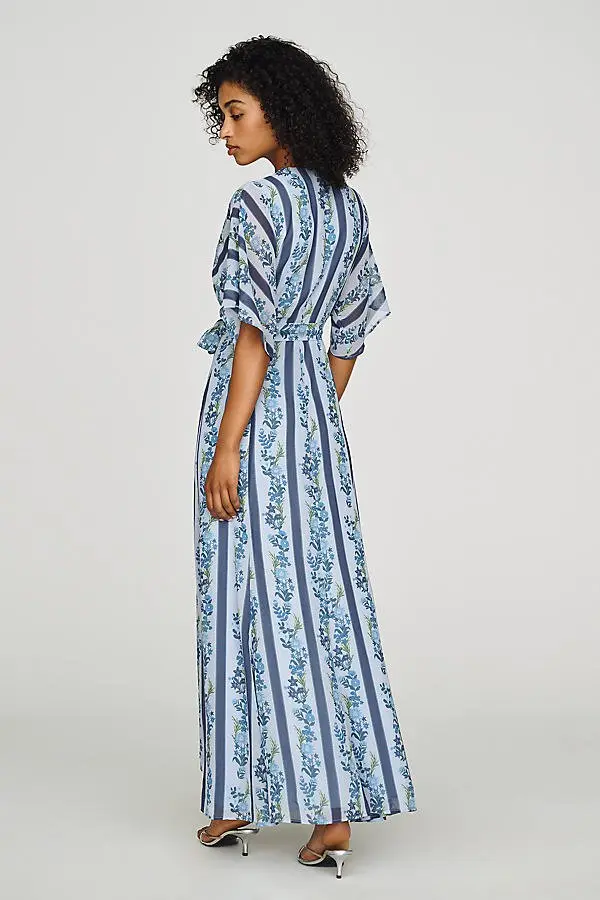 HUTCH Gemma Printed Cotton Wrap Midi Dress