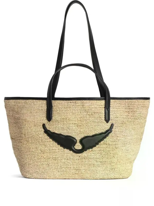 Zadig&Voltaire Wings Raffia Basket Bag - Neutrals
