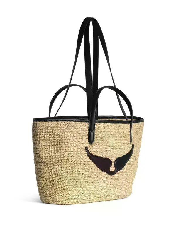 Zadig&Voltaire Wings Raffia Basket Bag - Neutrals