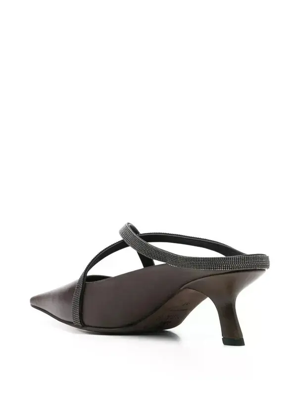 Brunello Cucinelli 60mm Monili-strap Mules - Brown