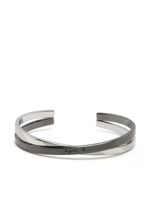 AGNÈS B. Logo Cuff Bracelet - Silver