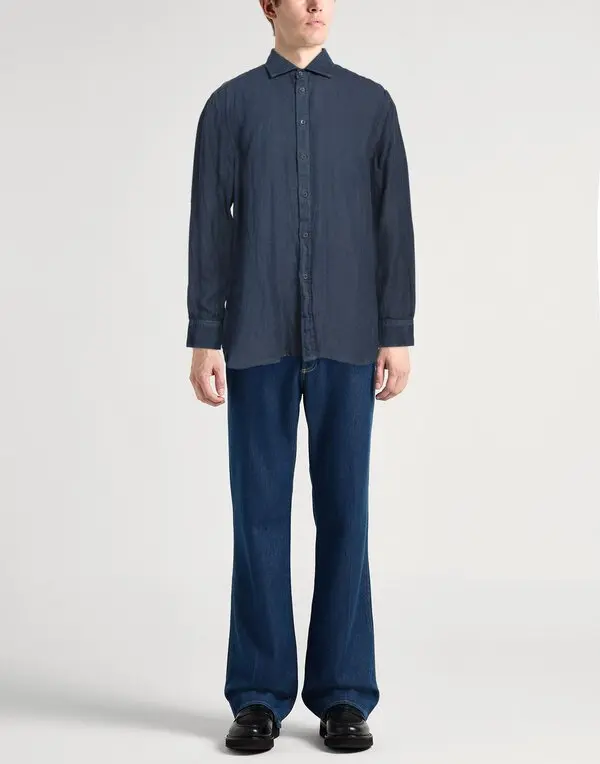 120% Lino Shirt Size Linen - Navy