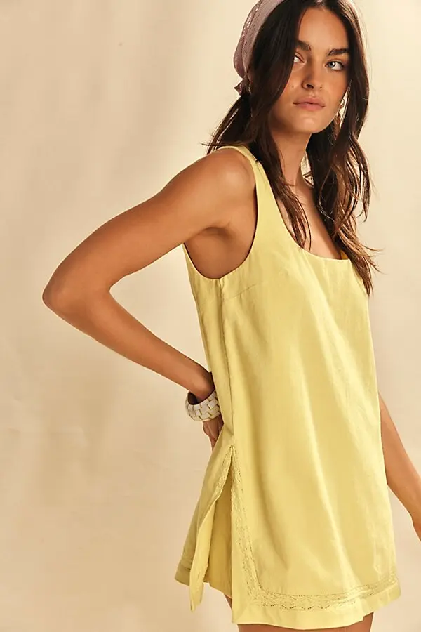 Free People Summer Smiles Romper - Silent Lime