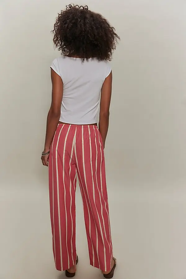 Donni. Stripe Pop Drawstring Pants - Raspberry Stripe