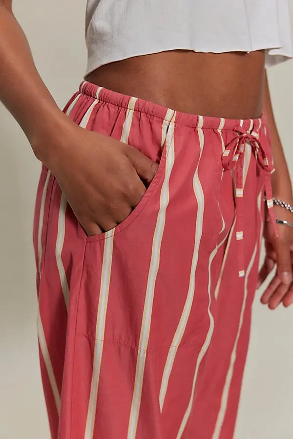 Donni. Stripe Pop Drawstring Pants - Raspberry Stripe