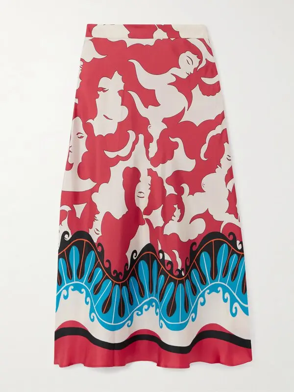 La DoubleJ Mother Lungomare Printed Midi Skirt