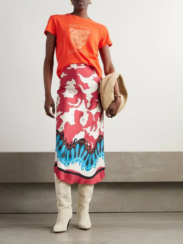 La DoubleJ Mother Lungomare Printed Midi Skirt