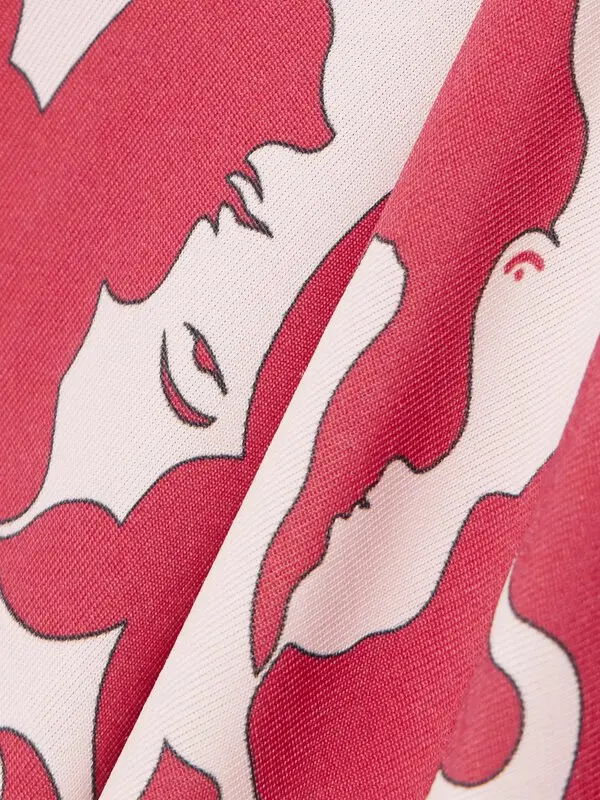 La DoubleJ Mother Twist-front Printed Midi Dress - Red