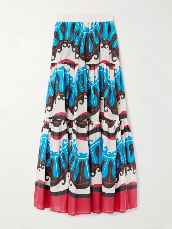 La DoubleJ Mother Printed Maxi Skirt - Blue