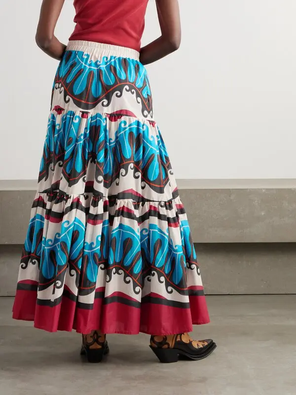 La DoubleJ Mother Printed Maxi Skirt - Blue