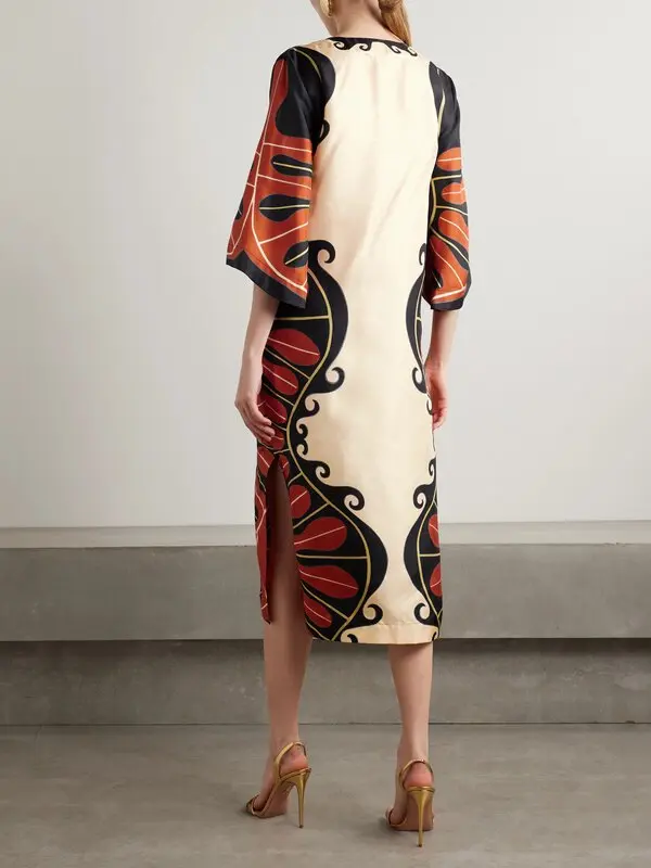 La DoubleJ Mother Printed Silk-twill Kaftan - Neutrals