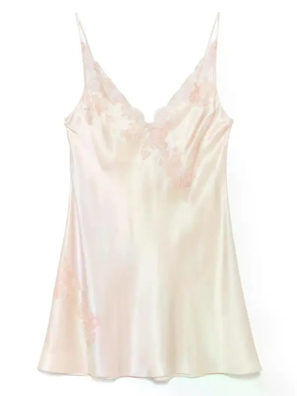 Carine Gilson Calais Caudry-lace Silk Nightdress - Neutrals