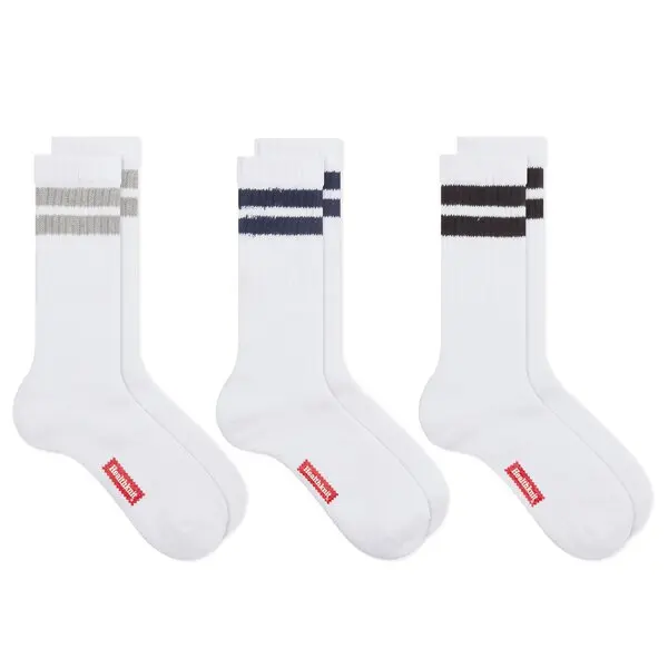 HEALTHKNIT Crew Socks 3 Pack - White/multi