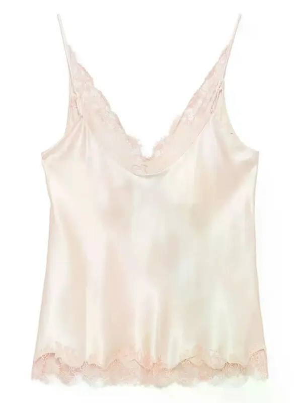 Carine Gilson Caudry Lace Silk Camisole - Pink